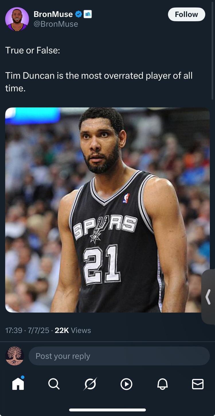 “美媒”詹蜜博主BronMuse发帖——吹詹皇又踩石佛，却忘了邓肯曾两次击败勒布朗-NBA专区-虎扑社区