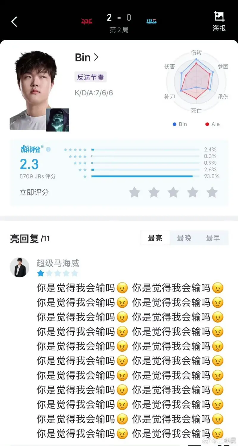 Bin就是solo用兰博输的，第一把才硬要选-英雄联盟丨LPL-虎扑社区